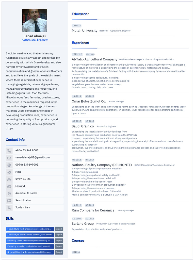 cv full | PDF | Agriculture | Food Industry