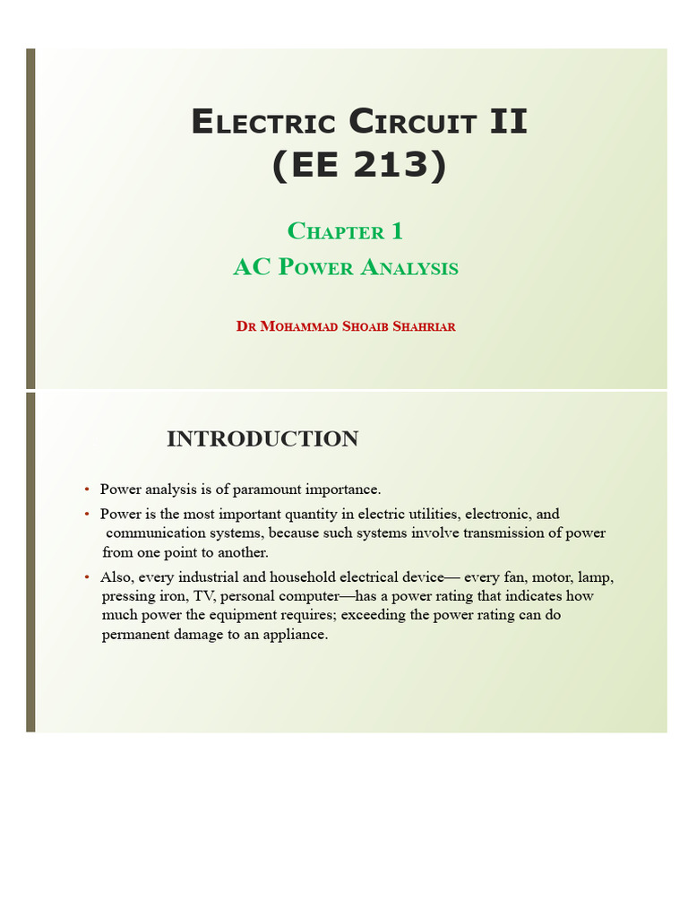 Open 1. (EE 213) Chapter 1 AC Power Analysis | PDF | Ac Power | Root Mean Square