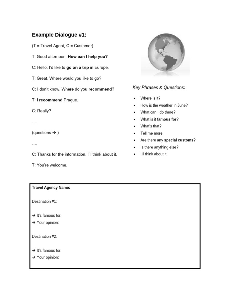 Travel Agency Role Play Script | PDF | Travel Agency