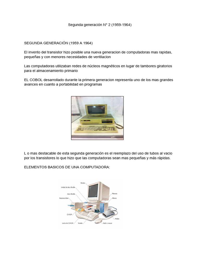 Características de la Segunda Generación de Computadoras | PDF | Hogar ...