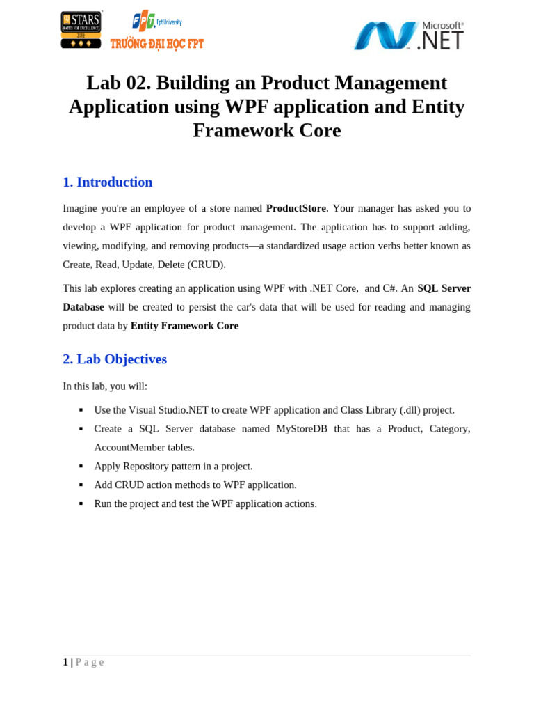 PRN212Lab 02 ProductManagement Using EntityFramework and WPF | PDF | Extensible Application ...