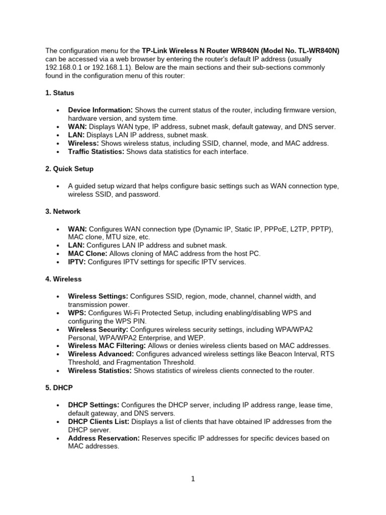 Tp Link Wireless Router Configuration Pdf Wi Fi Router Computing