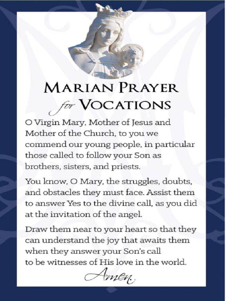 Marian Prayer For Vocations | PDF