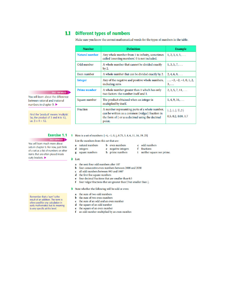 CH - 1 - Reviewing Number Concepts | PDF