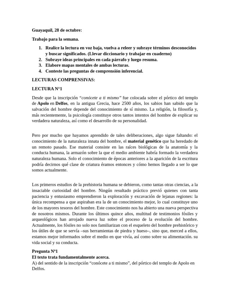 Lecturas Segundo | PDF | Machu Picchu | Conocimiento