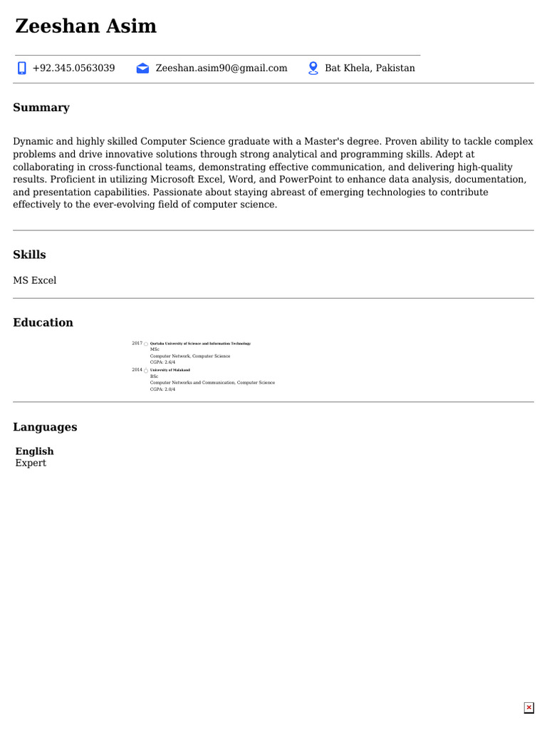 Zeeshan CV | PDF