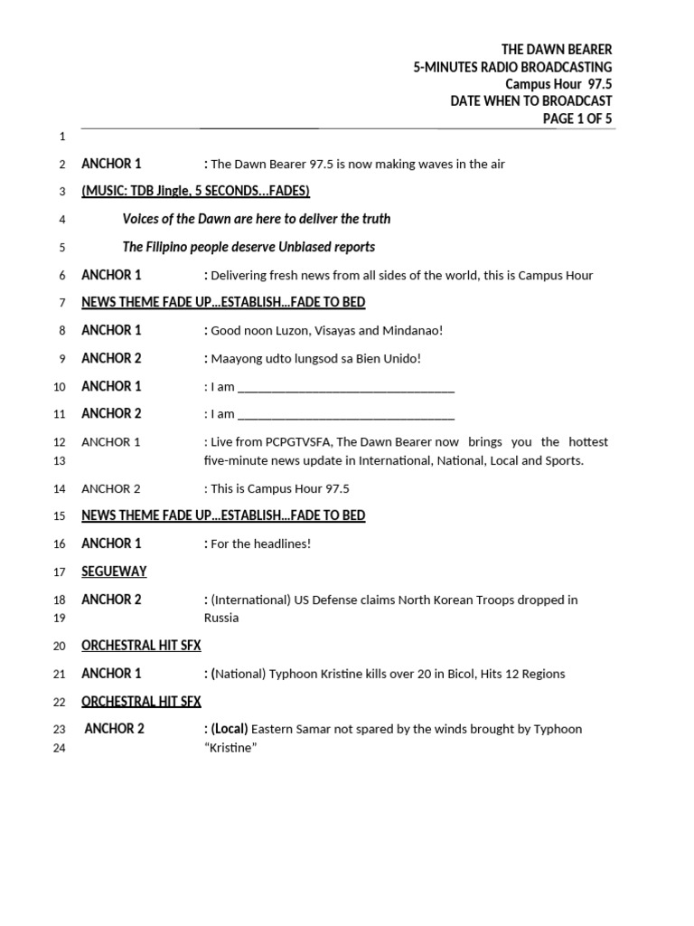 THE DAWN BEARER Radio Broadcasting Script 2 | PDF | Tropical Cyclones ...