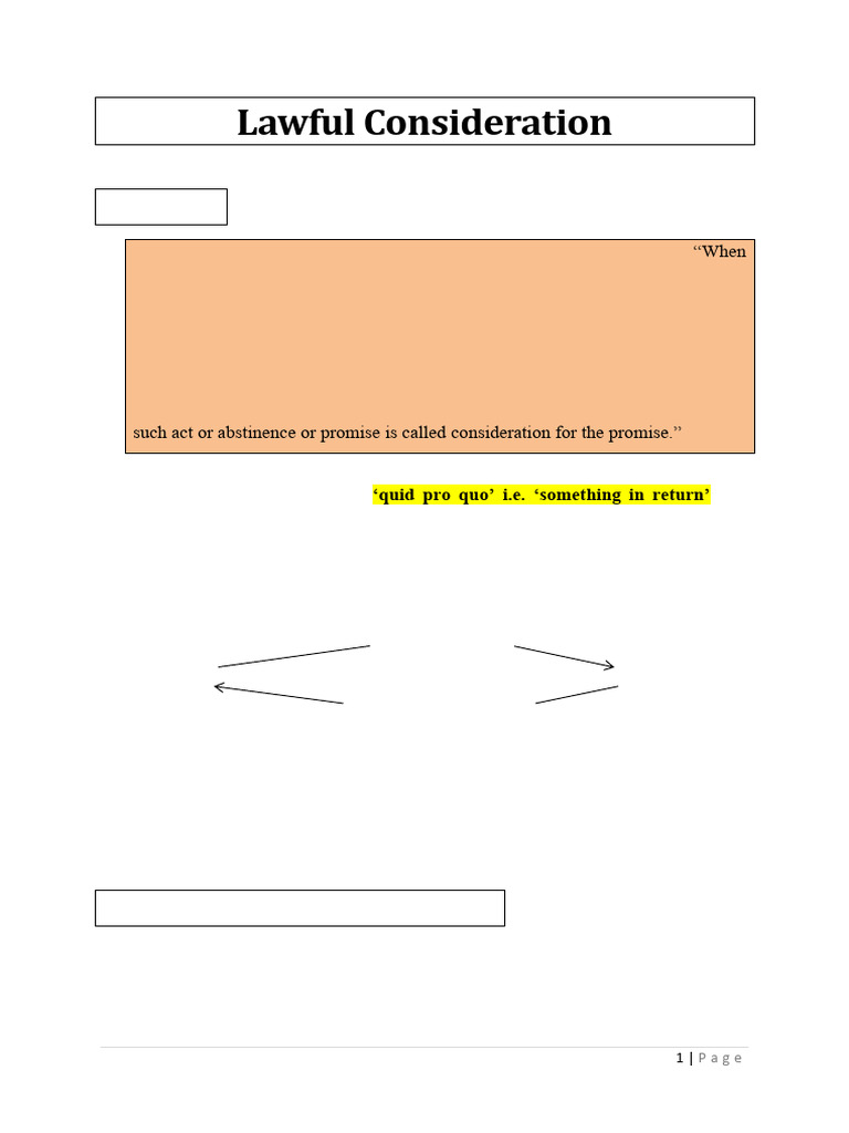 Notes On Consideration | PDF | Consideration | Common Law
