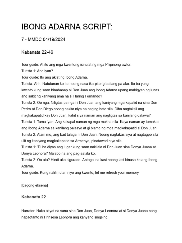 Ibong Adarna Script | PDF