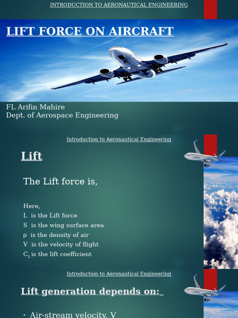 Intro To Aero - Lift Force | PDF | Lift (Force) | Airfoil