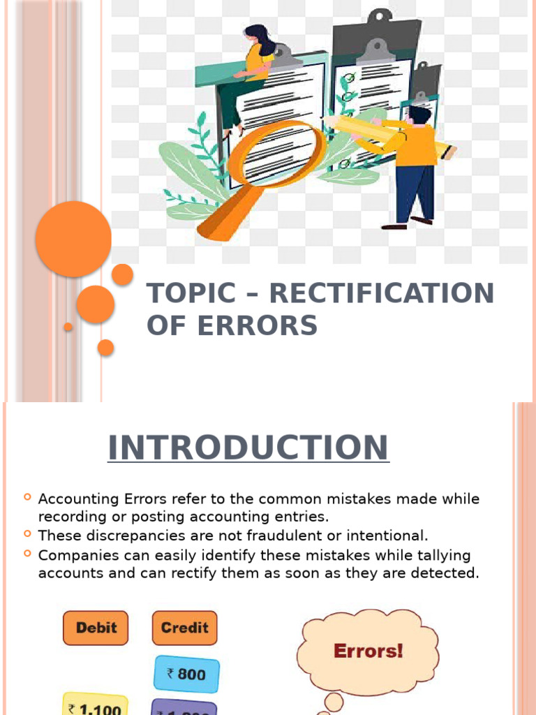 Topic – Rectification of Errors Copy | PDF | Debits And Credits ...