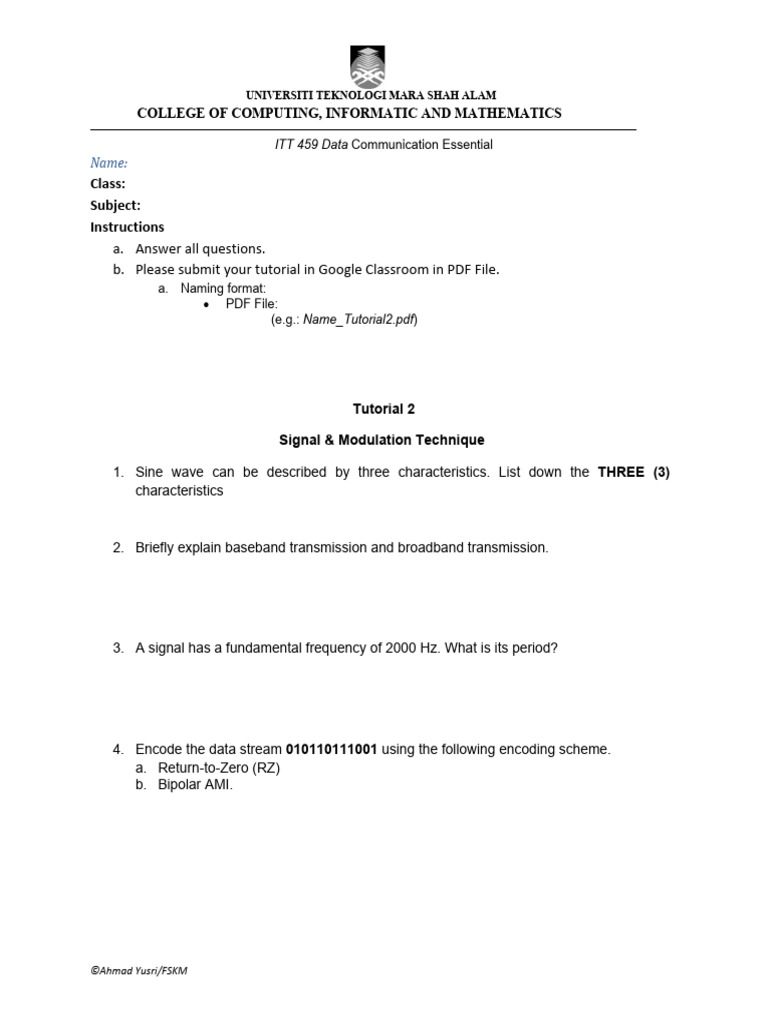 Tutor 2 | PDF | Modulation | Electronics