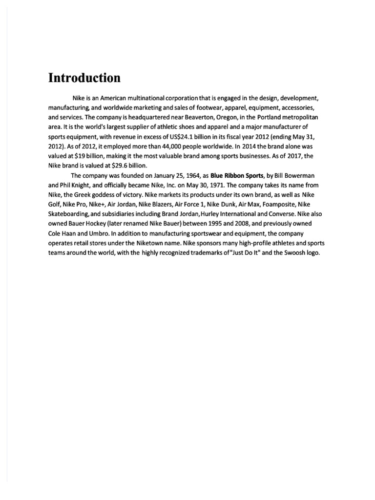 PDF Nike Introduction Compress | PDF | Nike | Swot Analysis