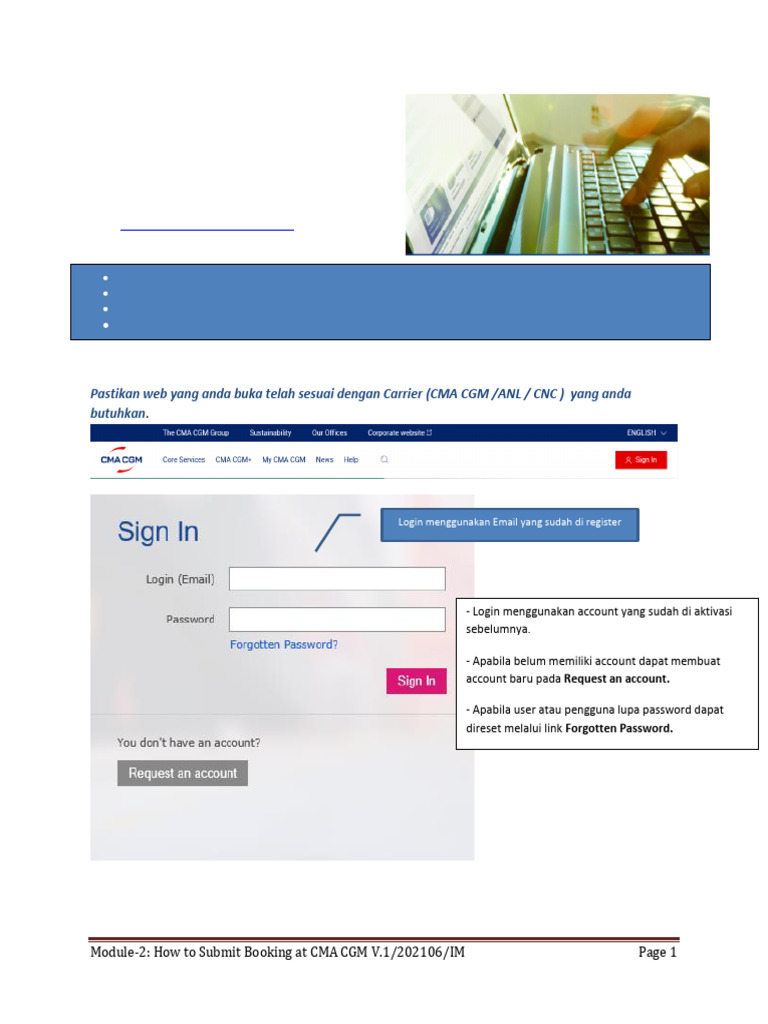 How To Submit Booking at CMA CGM - Click Book 05072021 | PDF
