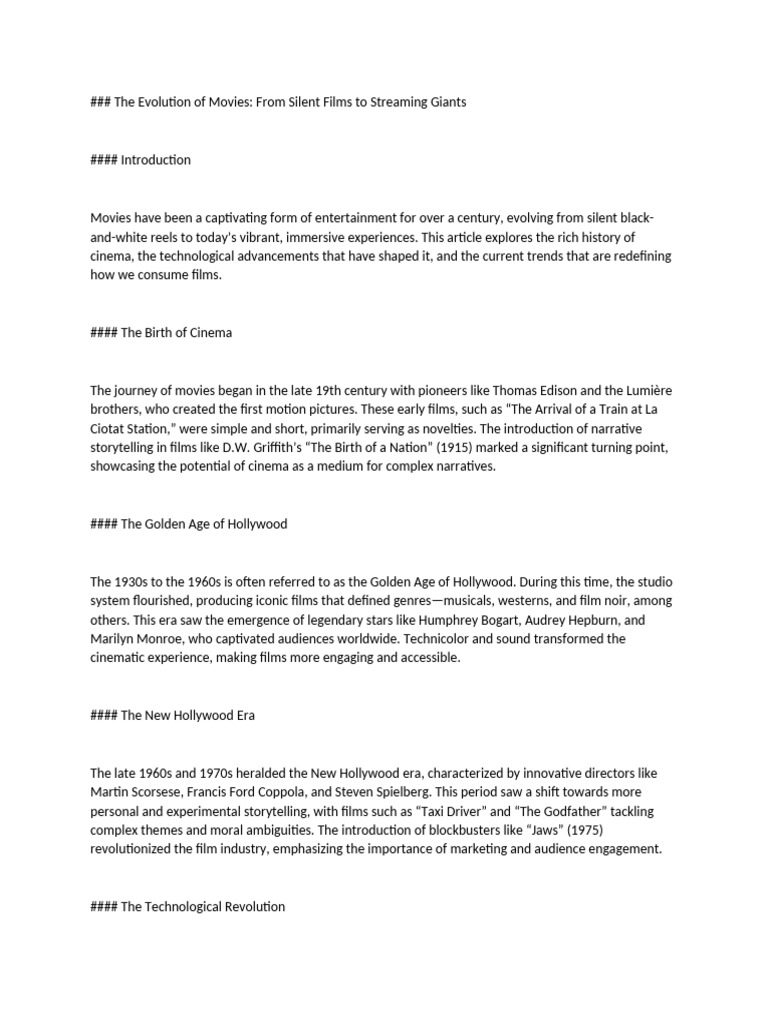 The Evolution of Movies | PDF | Cinema Of The United States | Virtual ...