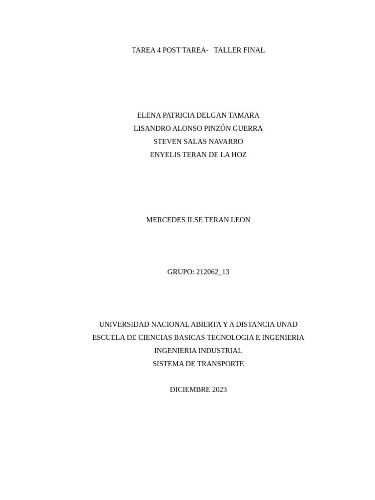 Tarea Final Sistemas de Transporte | PDF | Transporte | Economias