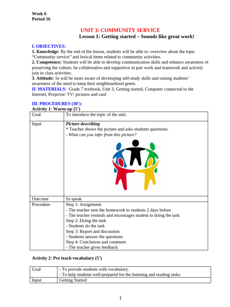 Unit 3: Community Service Overview | PDF | Homework | Vocabulary