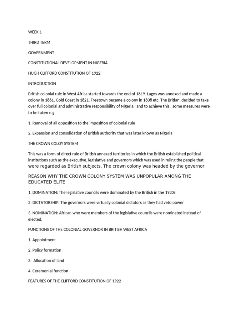 SS2 Government Lesson Note | PDF | British Empire | Nigeria