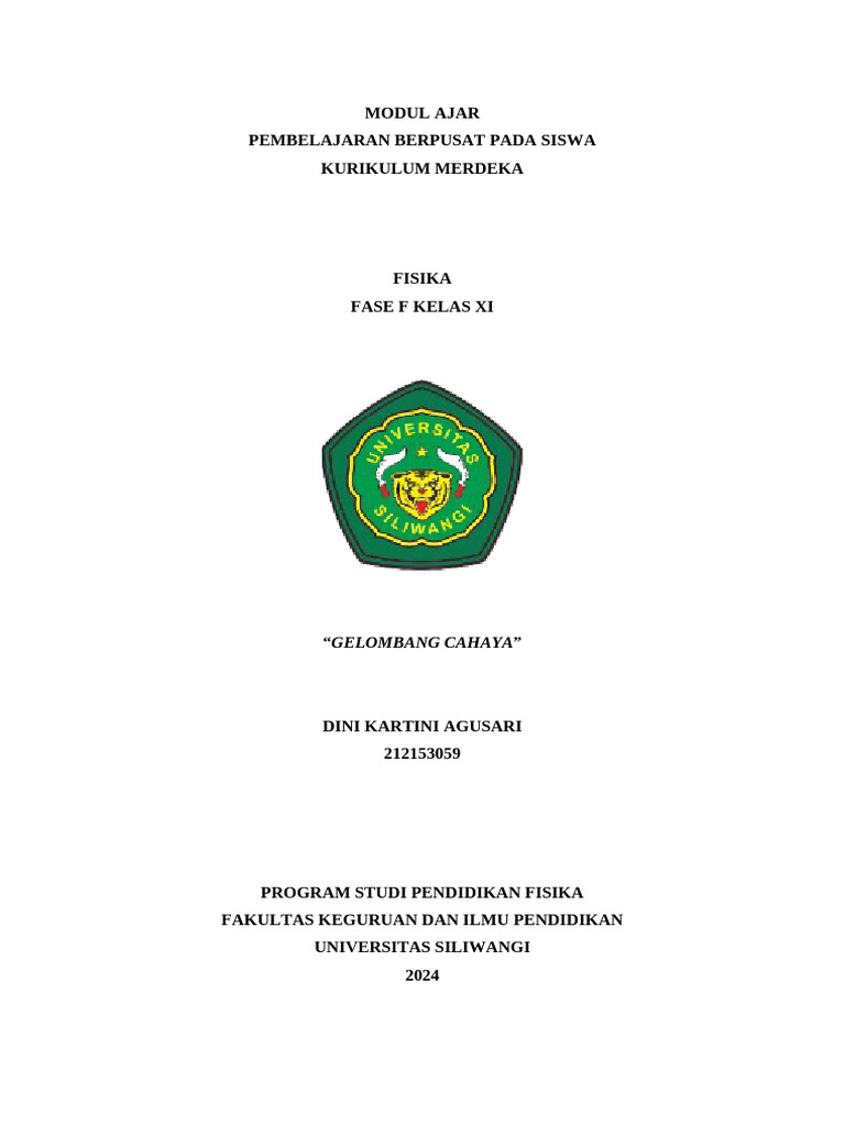 Modul Fisika F11 - Gelombang Cahaya | PDF