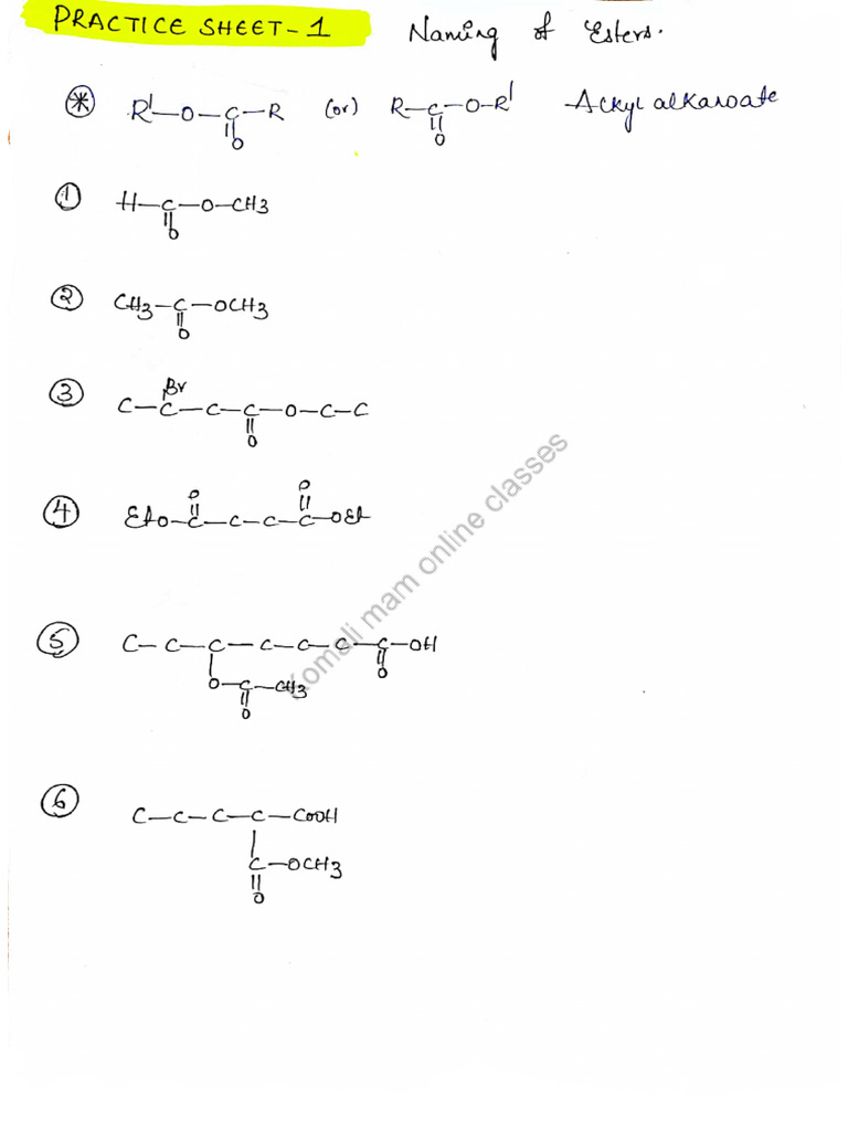 IUPAC Nomenclature Practice Sheets Day 5 | PDF