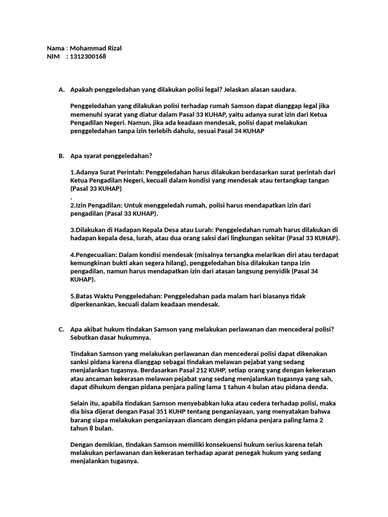 Mohammad Rizal - 1312300168. | PDF | Ilmu Sosial