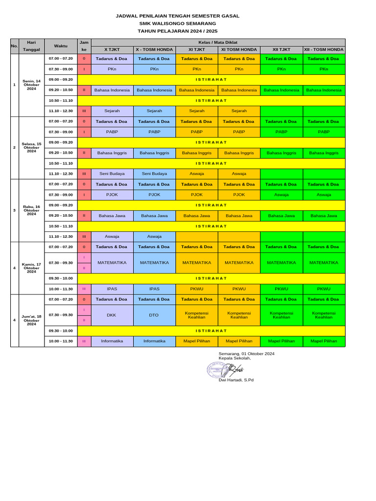 1 - Jadwal PTS 1 2024 | PDF
