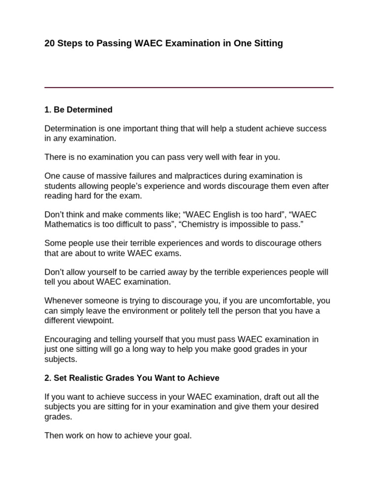 How To Pass WAEC in One Sitting | PDF | Mathematics | Multiple Choice