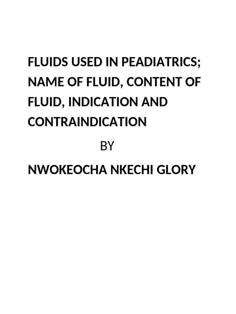 Fluids Used in Peadiatrics | PDF | Saline (Medicine) | Lactic Acid