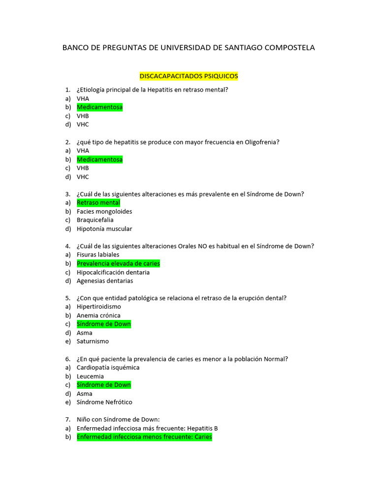 Banco de Preguntas Santiago Contestadas | PDF | Hipoglucemia | Síndrome ...