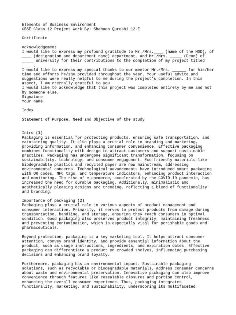 BST Project | PDF | Packaging And Labeling | Recycling