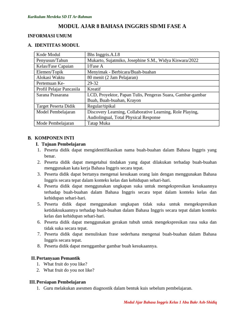 Modul Ajar Bab 8 | PDF