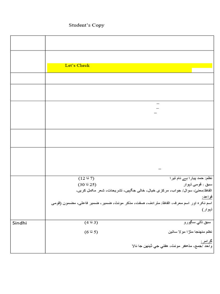Class 4 Mid Term Worksheet (Rectified) Syllabus | PDF