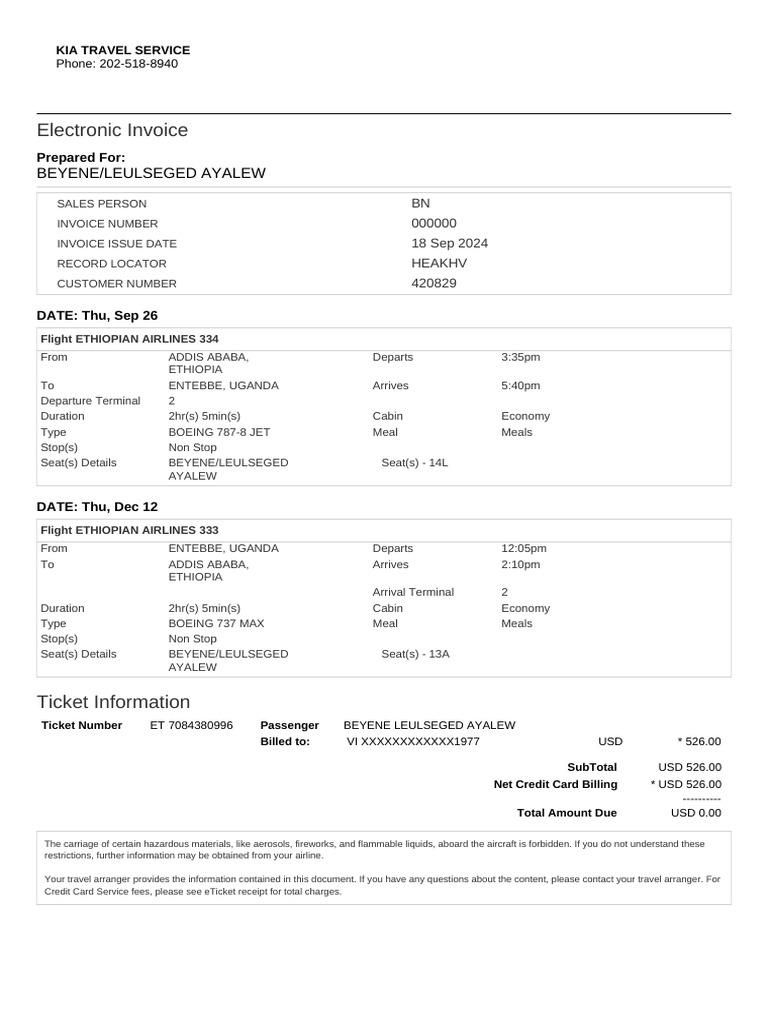 Electronic Invoice for Flight Booking | PDF | Transport | Aircraft