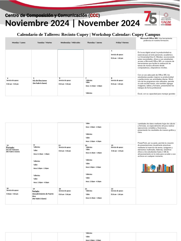 Calendars CCC Noviembre (F) | PDF | Microsoft Office | Microsoft