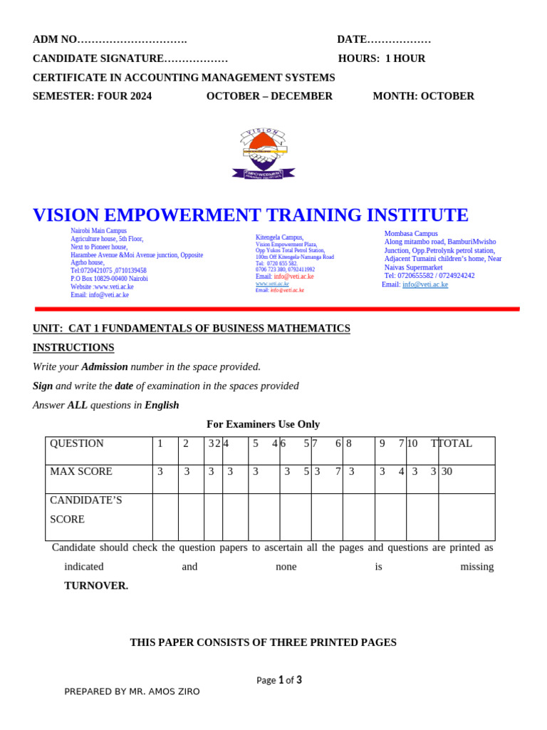 Business Math Exam - Semester 4 | PDF | Mathematics