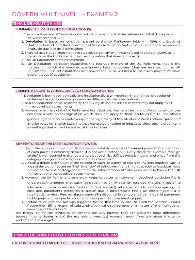 Apunts Examen2 240522 143823 | PDF | Devolution | Governance