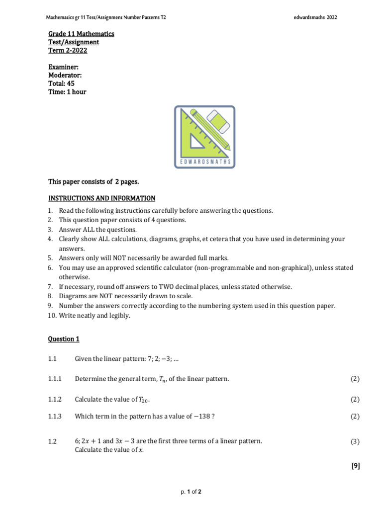 Edswards Maths Number Patterns | PDF | Applied Mathematics | Mathematics