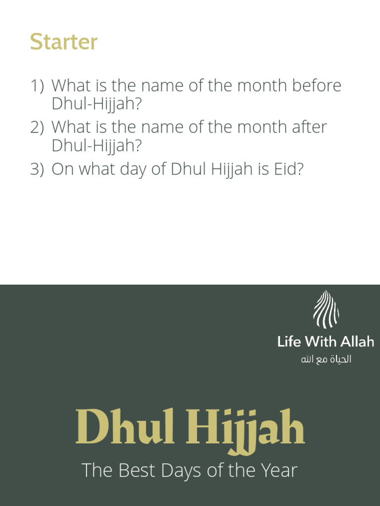 Dhul Hijjah KS3 Y7 Dhul Hijjah 1 | PDF