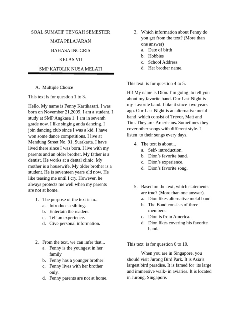 STS Kelas 7 SMP | PDF | Language Arts & Discipline | Foreign Language ...