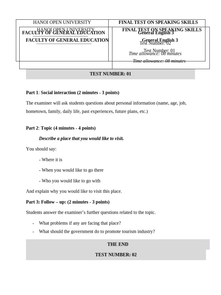 BỘ ĐỀ NÓI TACB3 FULL | PDF | Experience