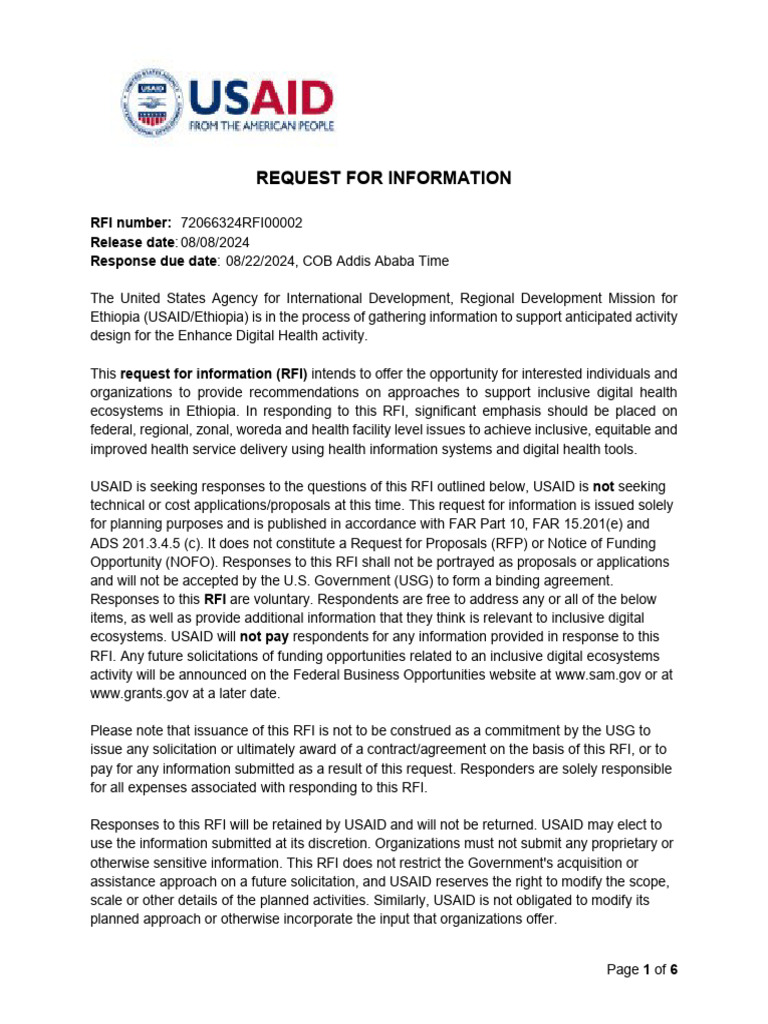 Dha - Request For Information | PDF | Health Informatics | Electronic ...