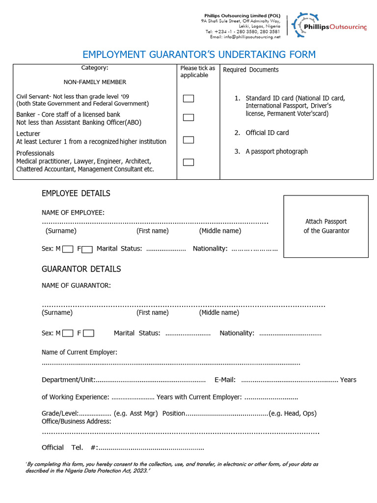 Guarantor Form (Non Family Member) | PDF | Identity Document