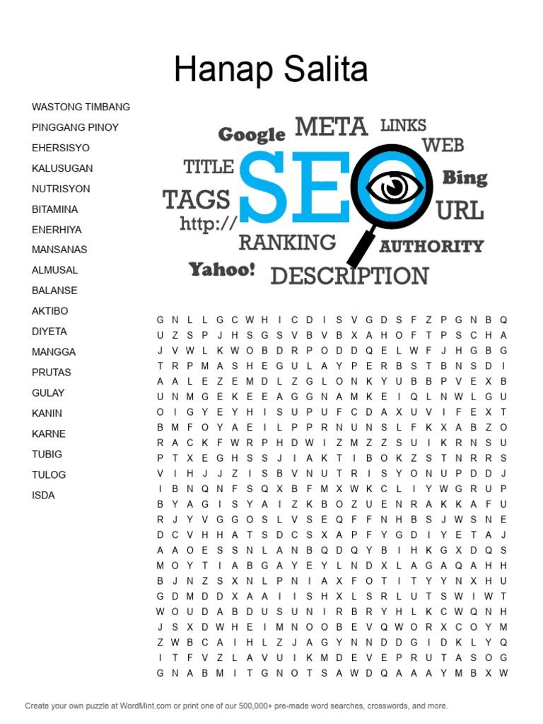 Word Search Tagalog | PDF | Self-Improvement