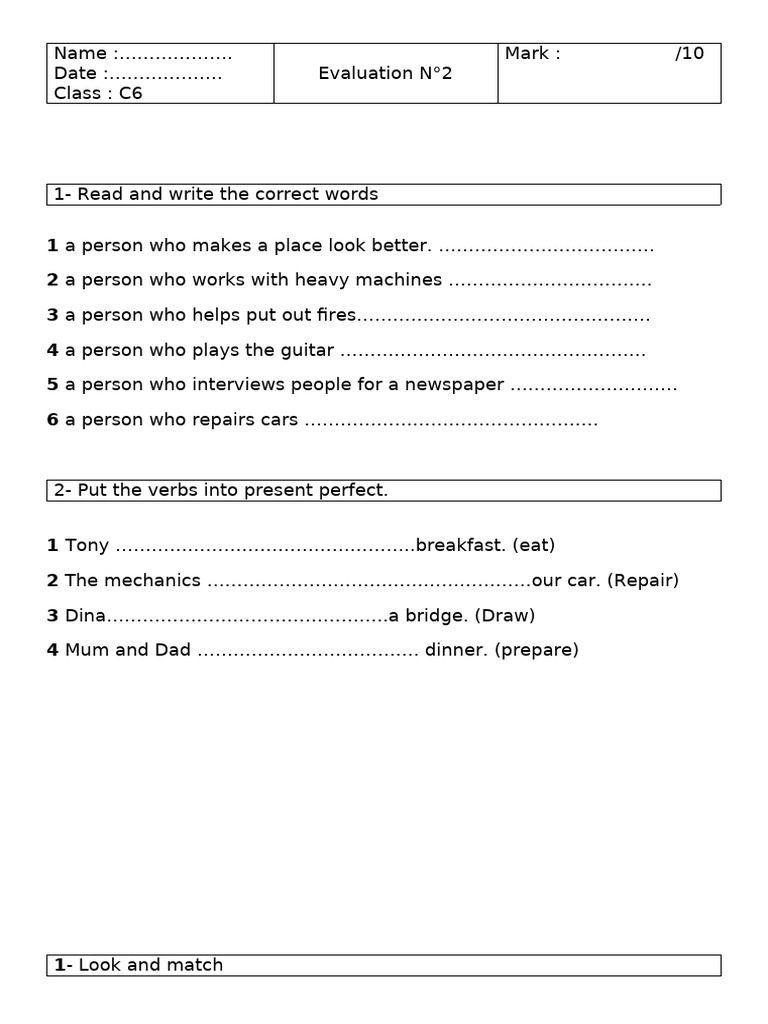Evaluation n2 C6 | PDF