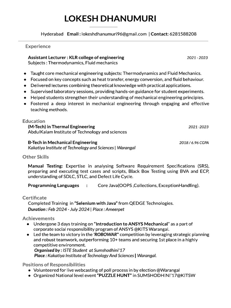 Lokesh Resume | PDF