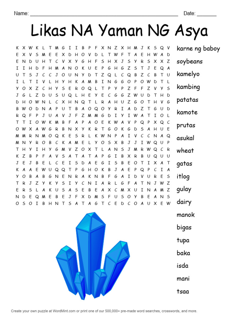 Word Search Tagalog Likas Na Yaman | PDF | Puzzles | Word Puzzles