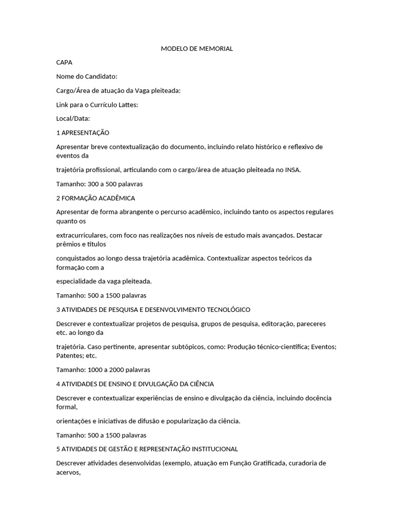 MODELO DE MEMORIAL | PDF