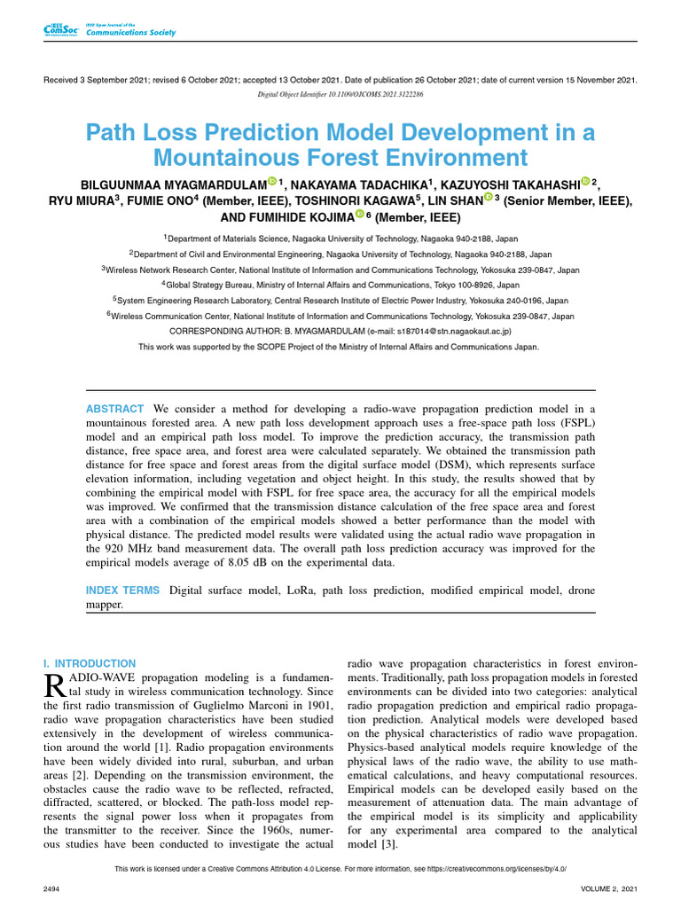 Path Loss Prediction Model Development in A Mountainous Forest Environment | PDF | Radio ...