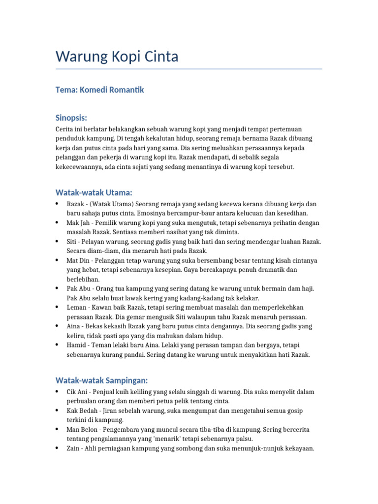 Skrip Teater Komedi Warung Kopi | PDF