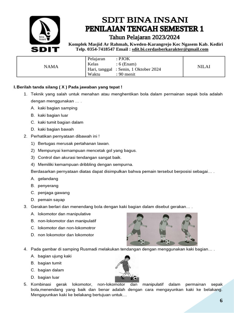SOAL PTS Kelas 6 PJOK | PDF